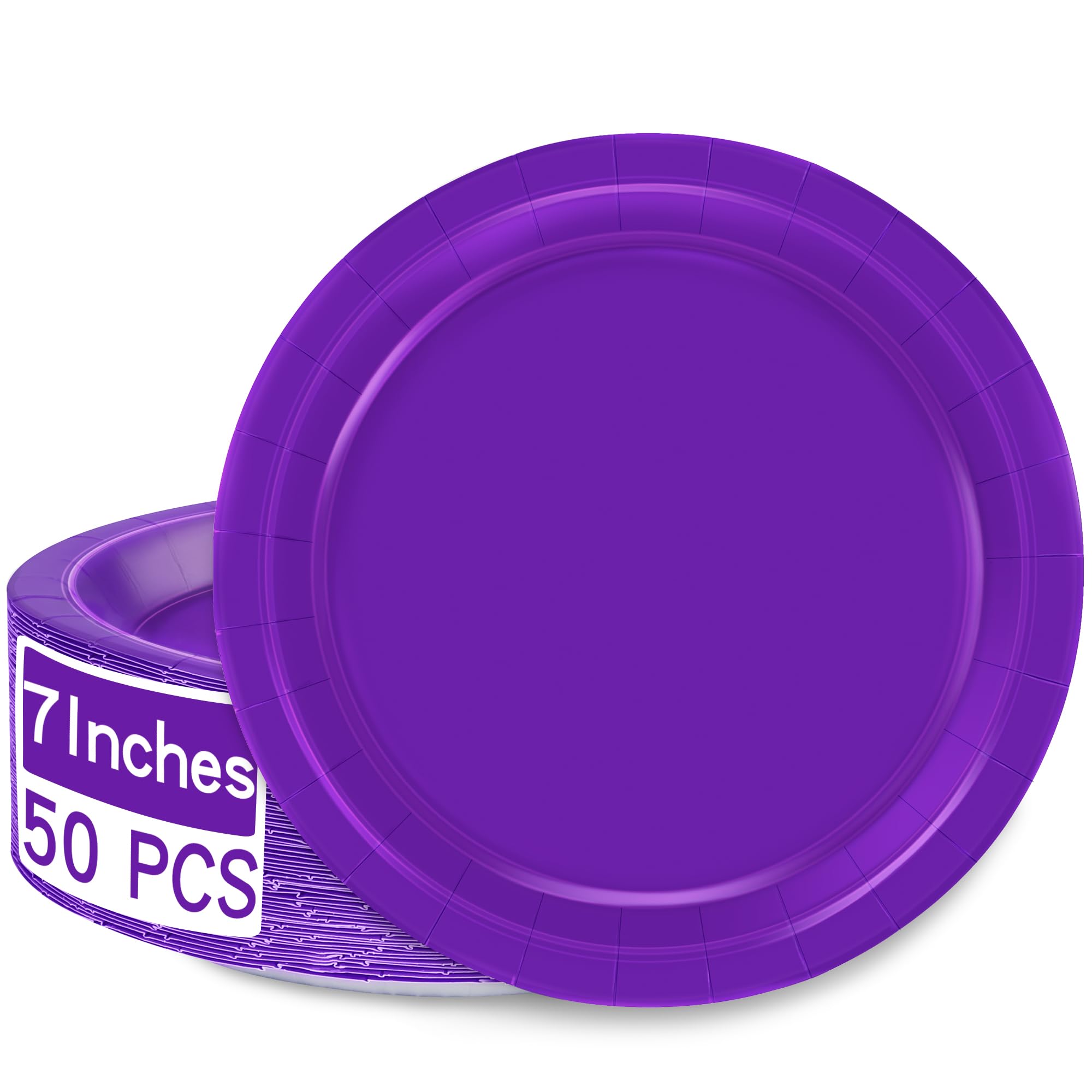 QZYL Paper Plates 7 Inches 50 Count, Disposable Plates Heavy Duty ...