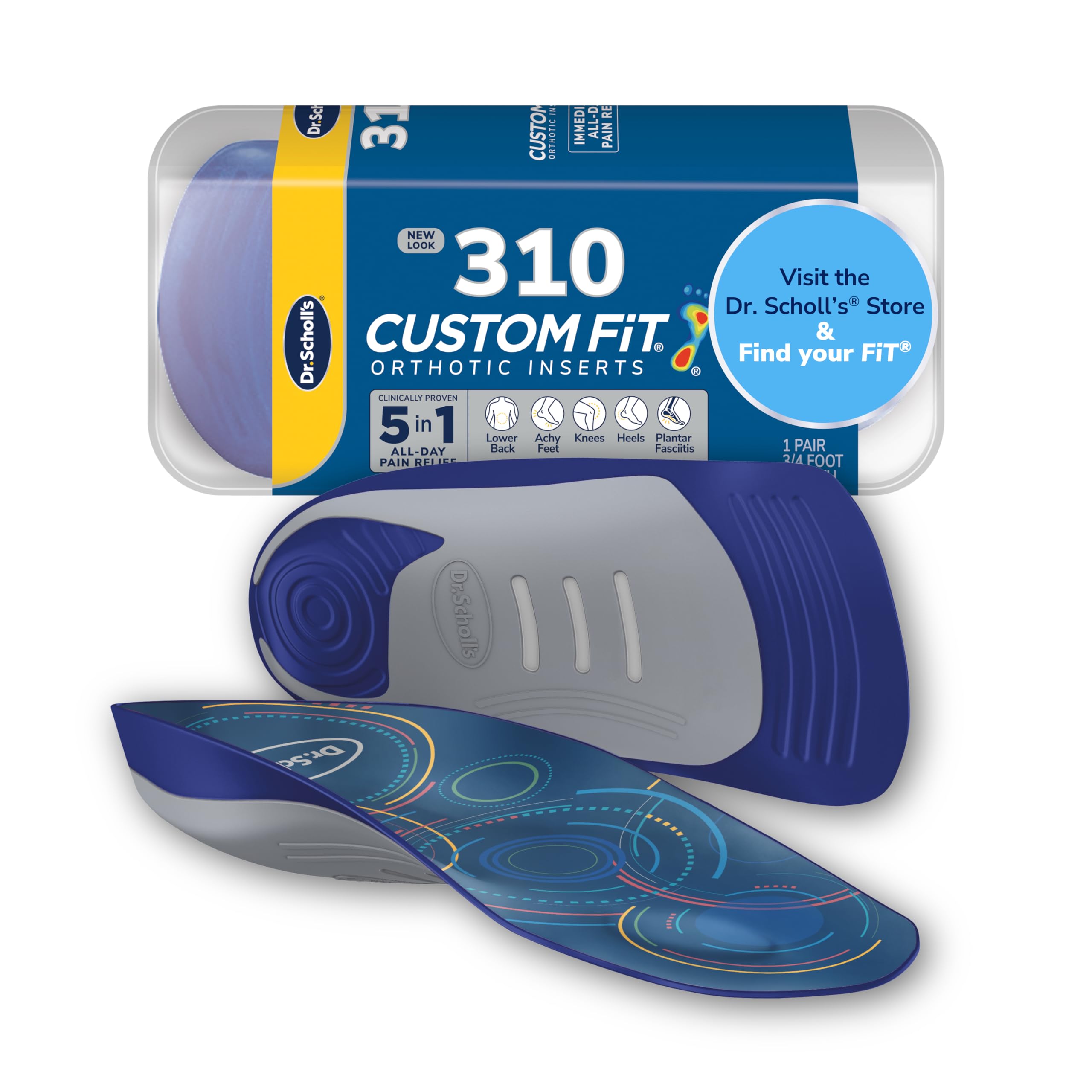 Dr. Scholl’s Custom Fit Orthotics 3/4 Length Arch Support Shoe Inserts ...