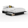 Amazon.com: South Shore Step One Platform Bed Pure Black, Contemporary ...