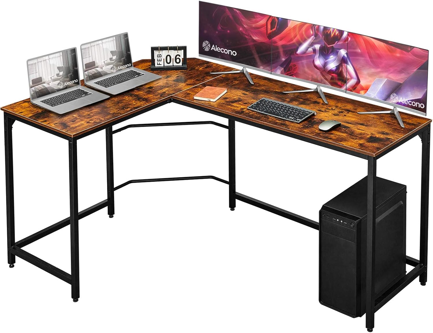 Alecono Large Corner Desk With 156 * 108CM Desktop L Shaped Desk for ...