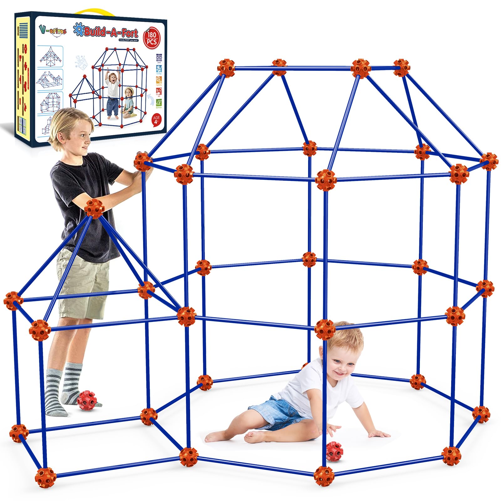 V-Opitos 180 Pack Fort Building Kits for Kids Age 4, 5, 6, 7, 8+ Years ...