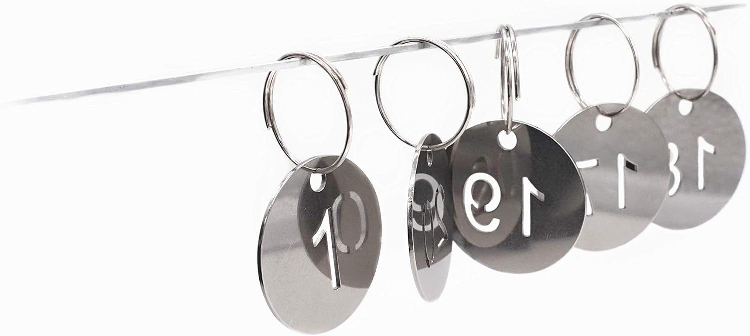 30mm 304 Stainless Steel Key Tags with Ring 50 pcs, Hollowed Number ID ...