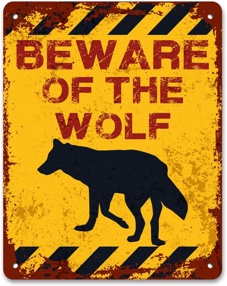 Home & Garden BEWARE WOLF METAL SIGN WARNING DOG HUSKY SIBERIAN PET ...