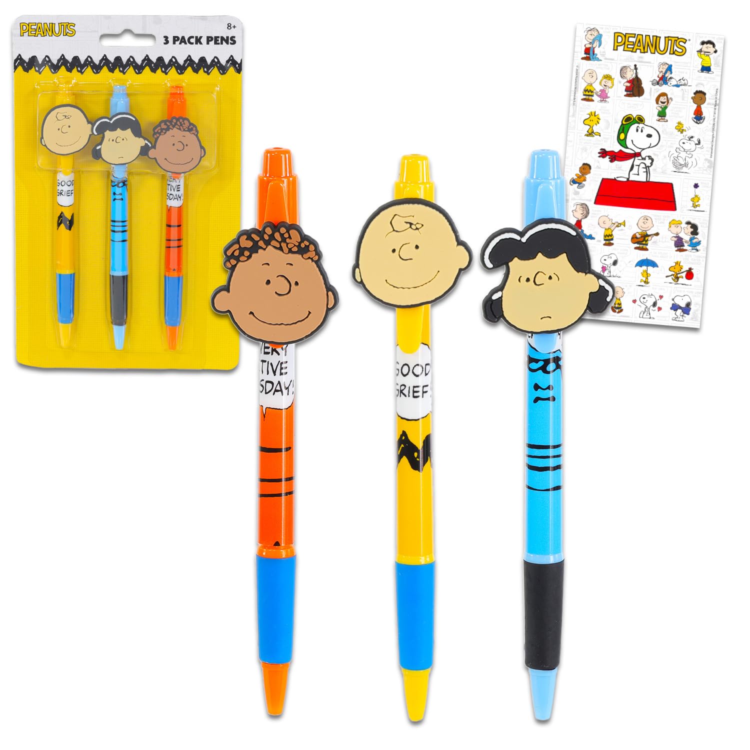 Peanuts Pens Gift Set - Bundle with 3 Charlie Brown Pens with Clip Plus ...