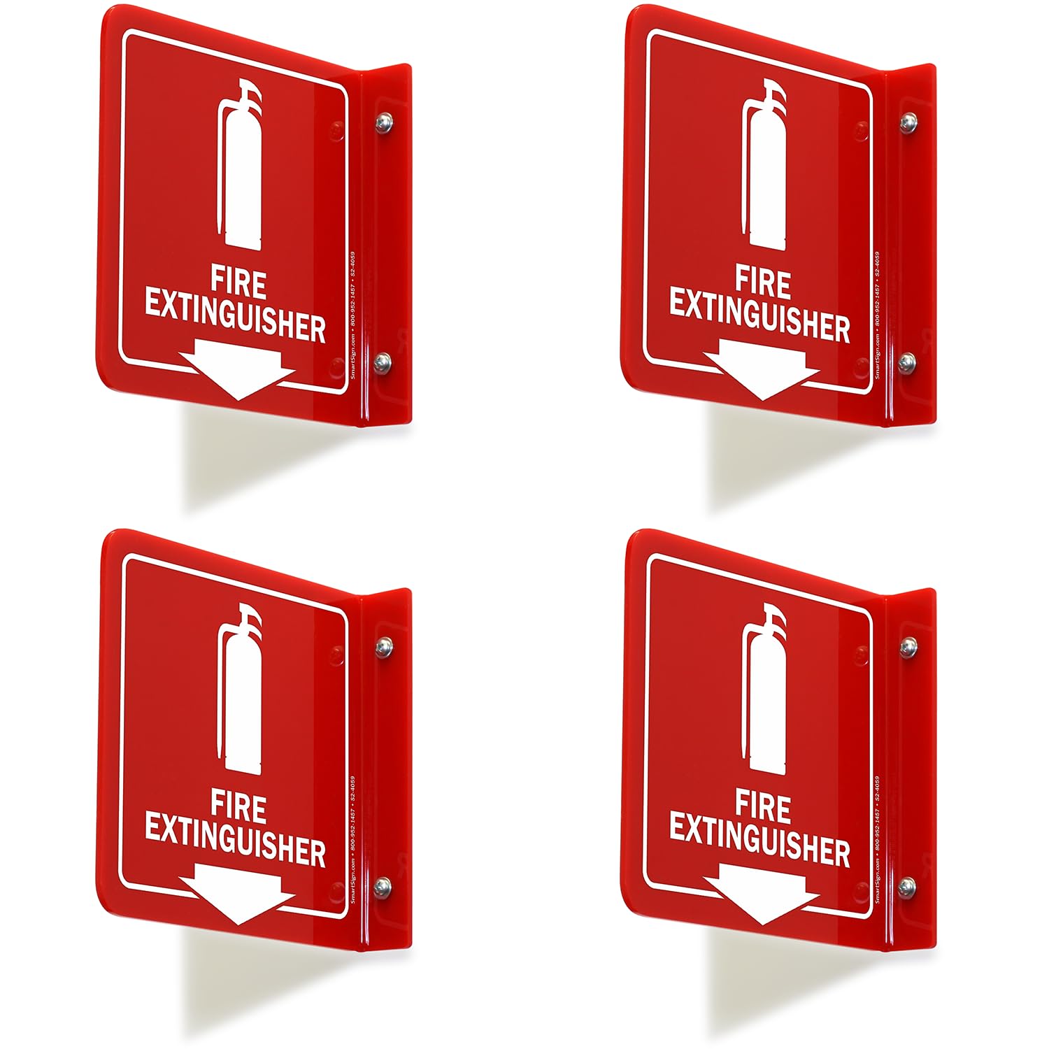 SmartSign (4-Pack) Fire Extinguisher Projecting Sign - 6" x 6", Two ...