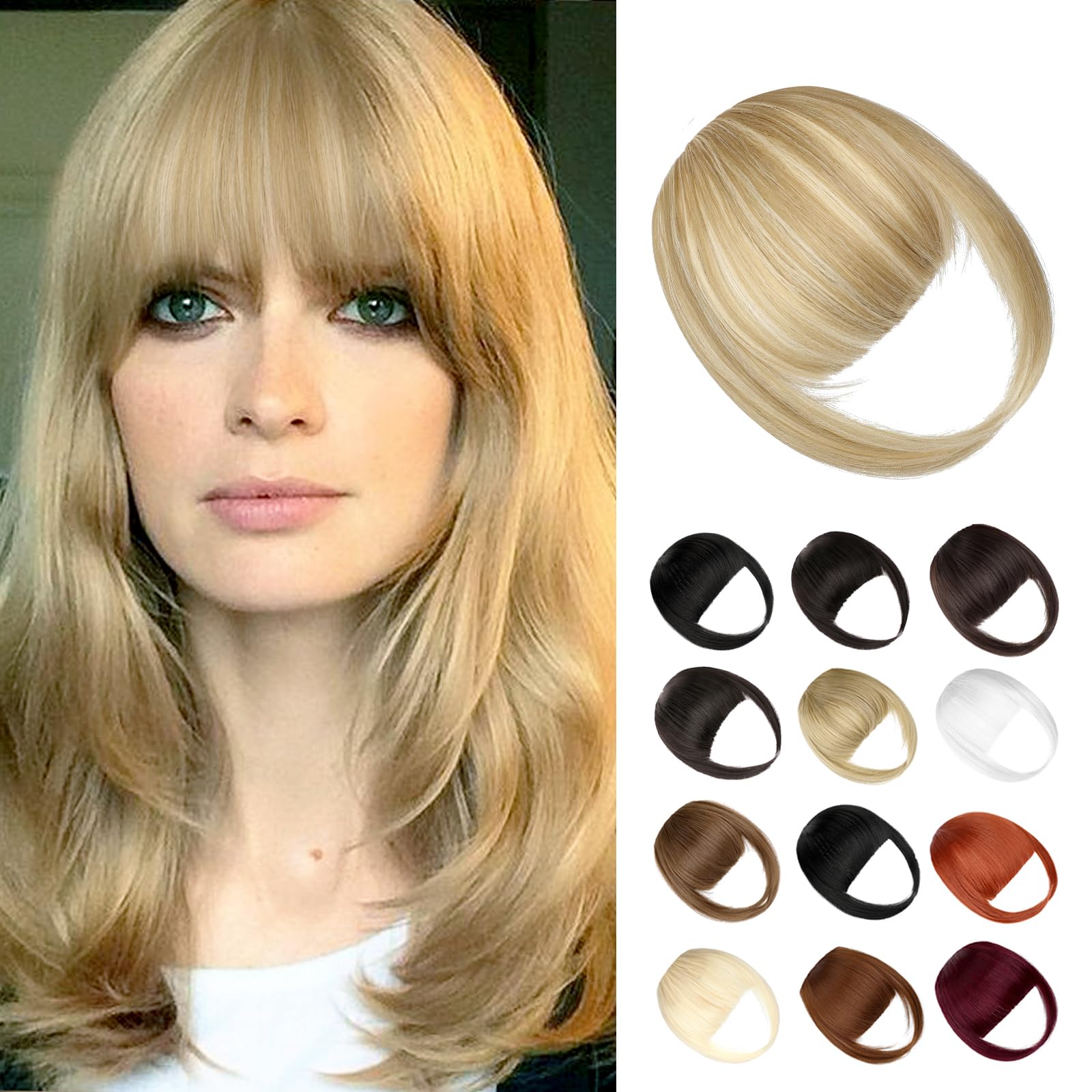Wodelanle Bangs Clip in Natural Clip-In Faux French Bangs, Easy Curved ...