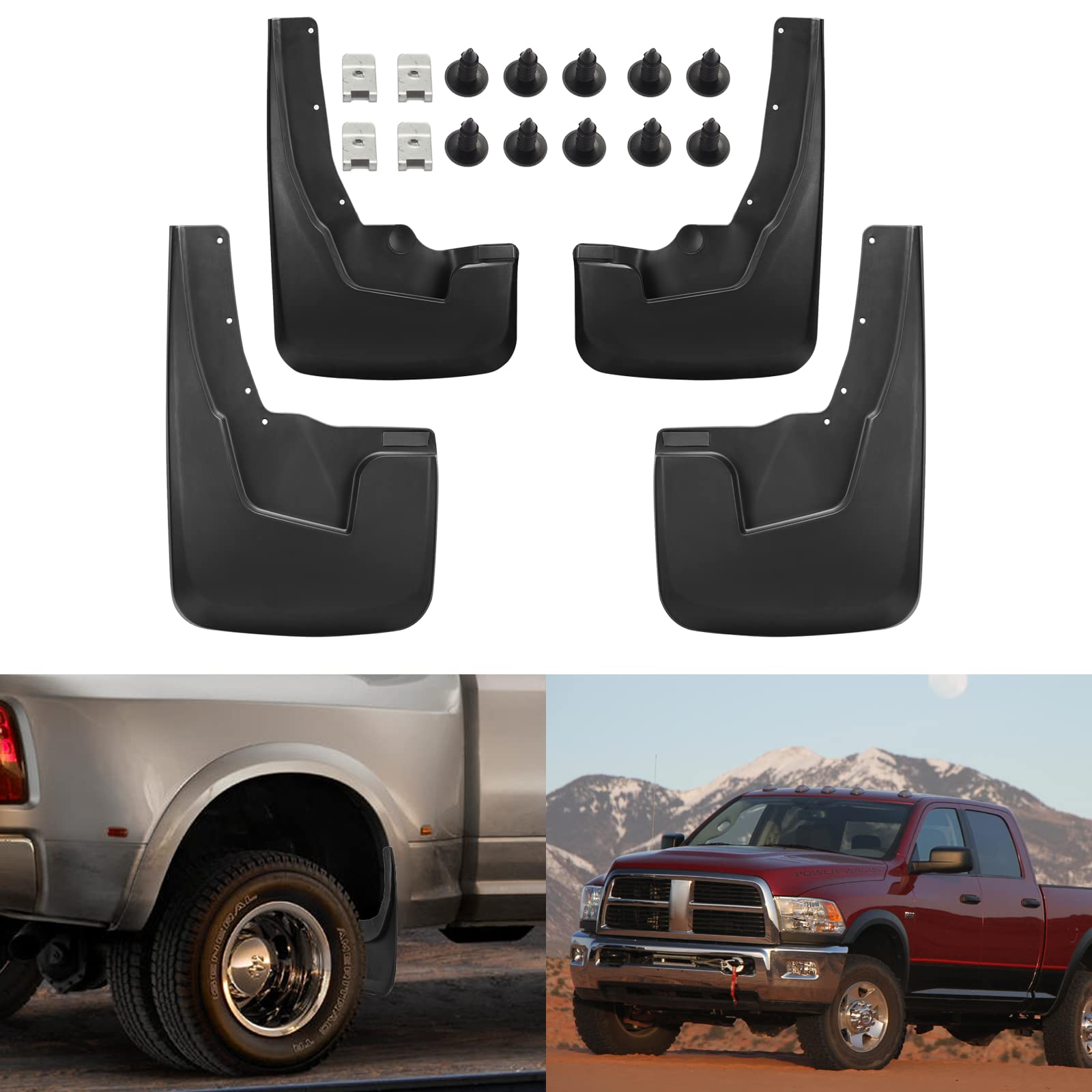 BDFHYK Mud Flaps Splash Guards 4PCS Front & Rear Side Mud Guards Compatible for 2019-2022 Dodge ...