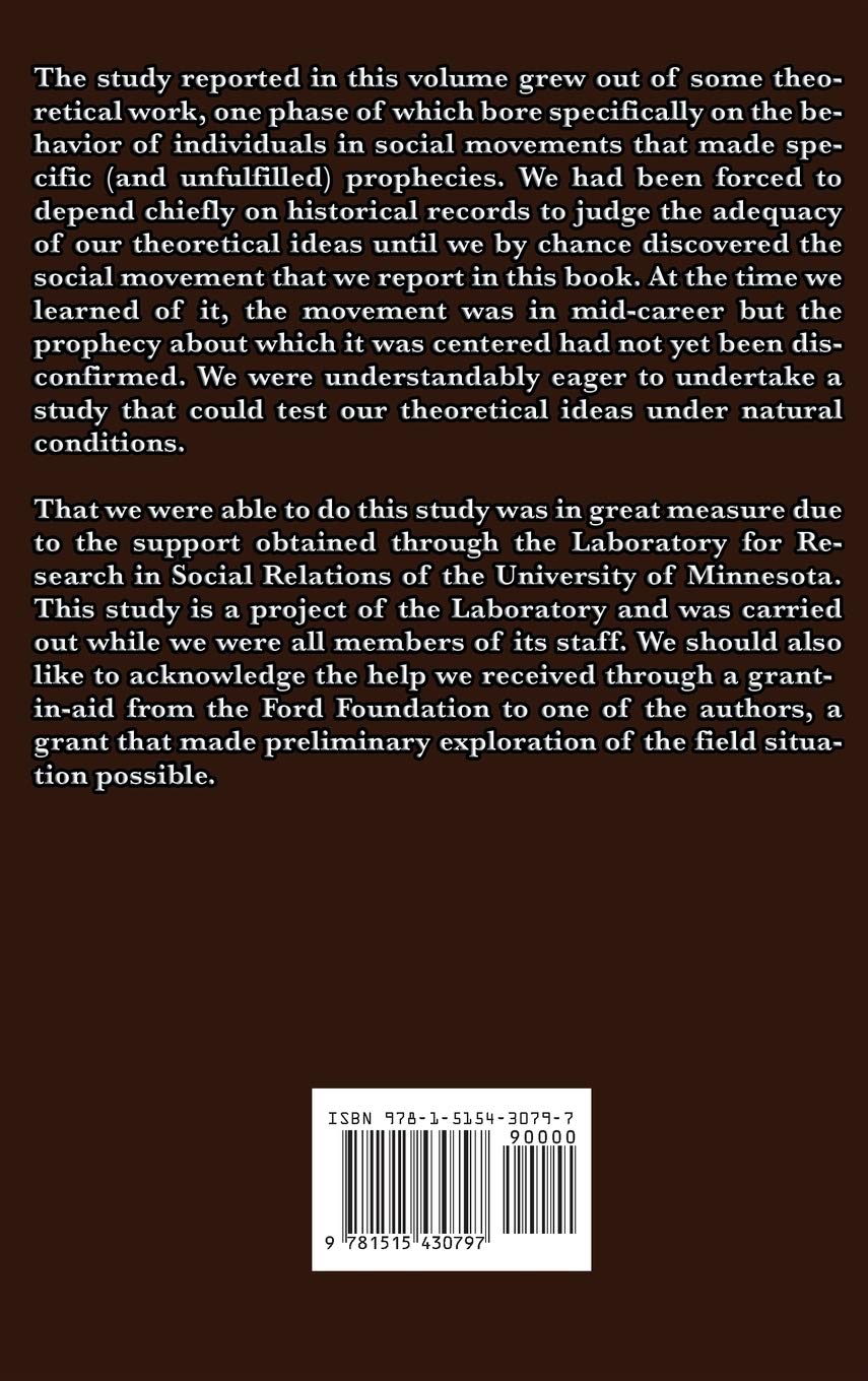 When Prophecy Fails: Festinger, Leon: 9781515430797: Amazon.com: Books