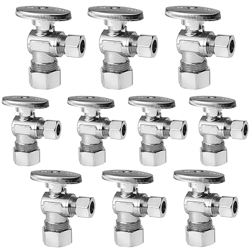 10 Pack Angle Stop Valve,1/4 Turn Water Shut Off Valves,1/2" Nominal (5 ...
