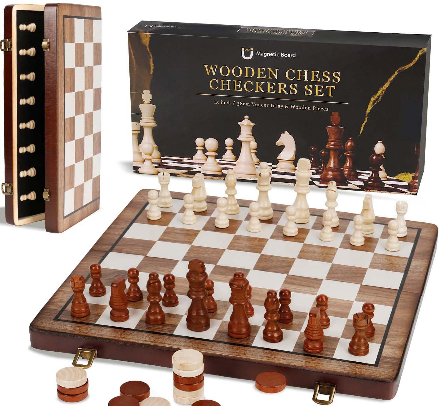 Mua 15 Inches Wooden Chess Board Set for Kids & Adults, Magnetic Chess ...