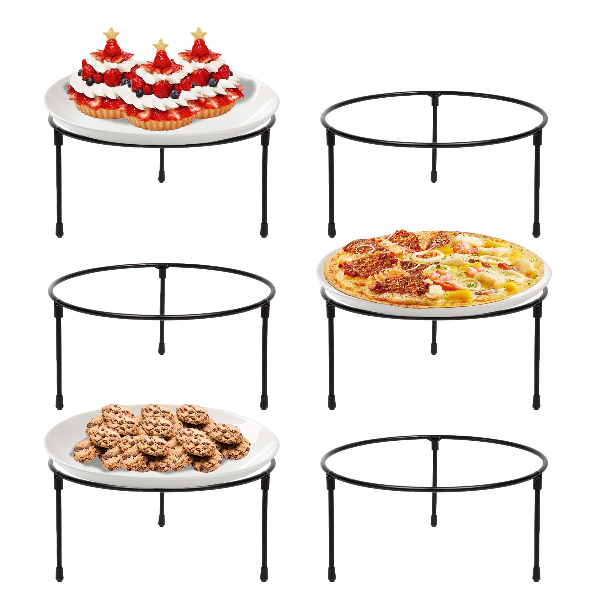 HPC DECOR Set of 6 Black Metal Wire Pizza Pan Riser Stands- Round Pizza ...