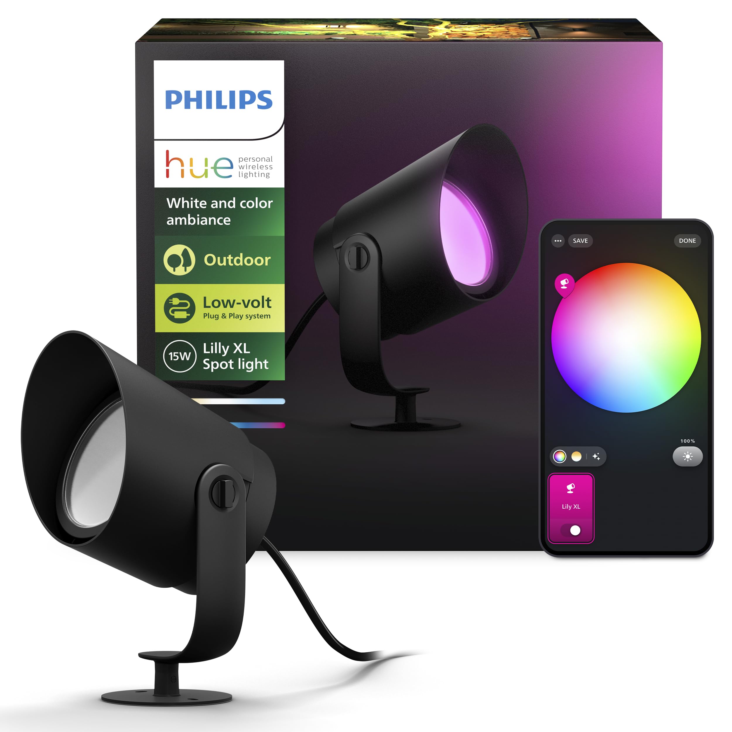Philips Hue Lily XL Outdoor Smart Spot Light - White & Color Ambiance ...