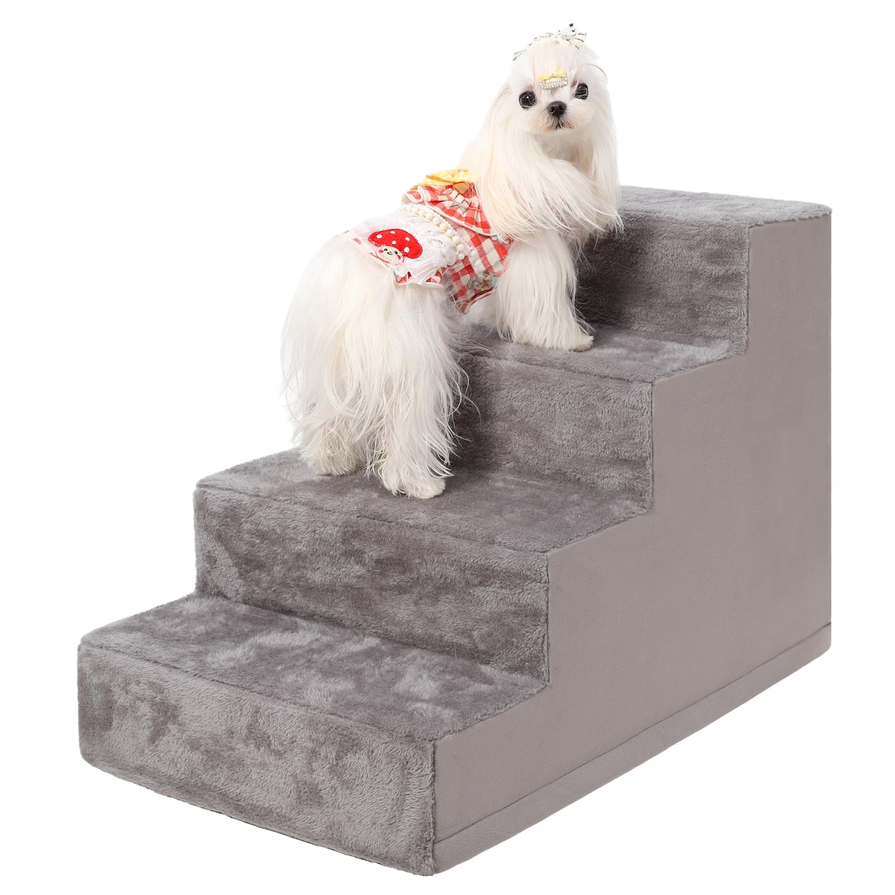 Dog Stairs for Small Dogs,17.5" 4-Step Pet Stairs for High Beds and ...
