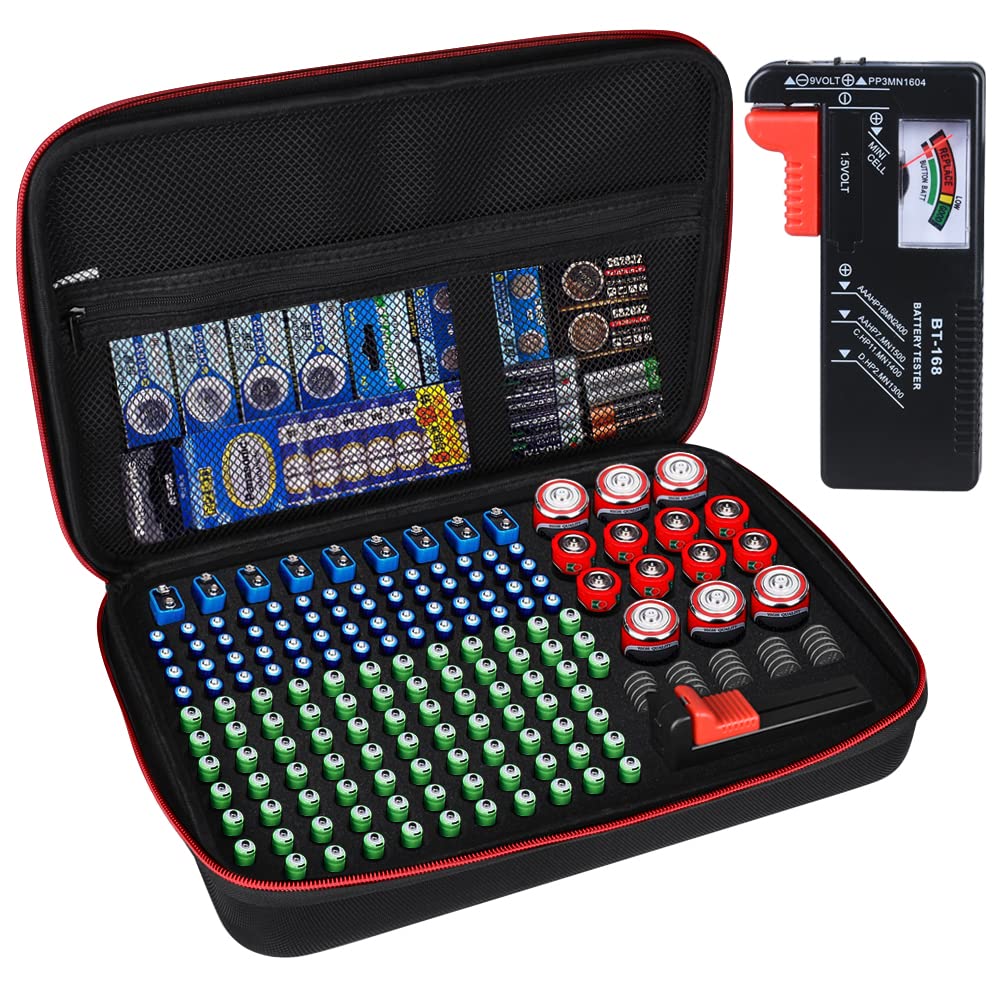 Battery Organizer Storage Box with Tester, Battery Vault Case Fireproof ...