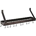 Amazon.com: Wall-Mount Bookshelf Pot Rack with Grid & 12 Hooks: Kitchen ...