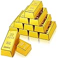 Amazon.com: 12 Pieces Fake Gold Bar Replica Golden Bullion Glittering ...
