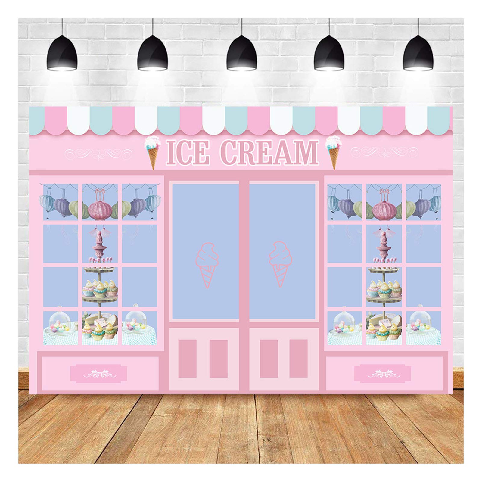 Buy Cute Pink Ice Cream Parlor Door Window Cake Princess Birthday Party ...