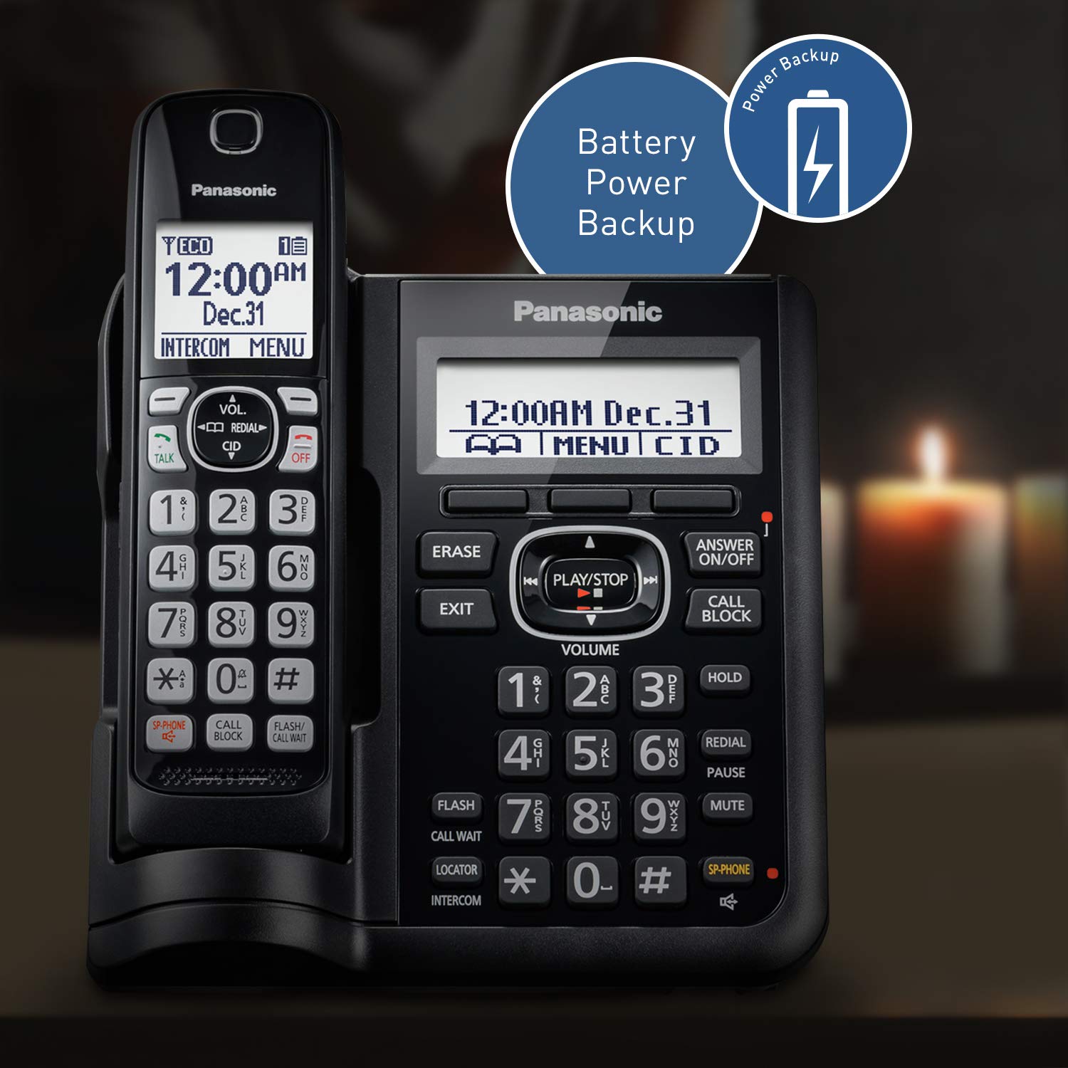 Panasonic Cordless Phone System with Answering Machine, One-Touch Call ...