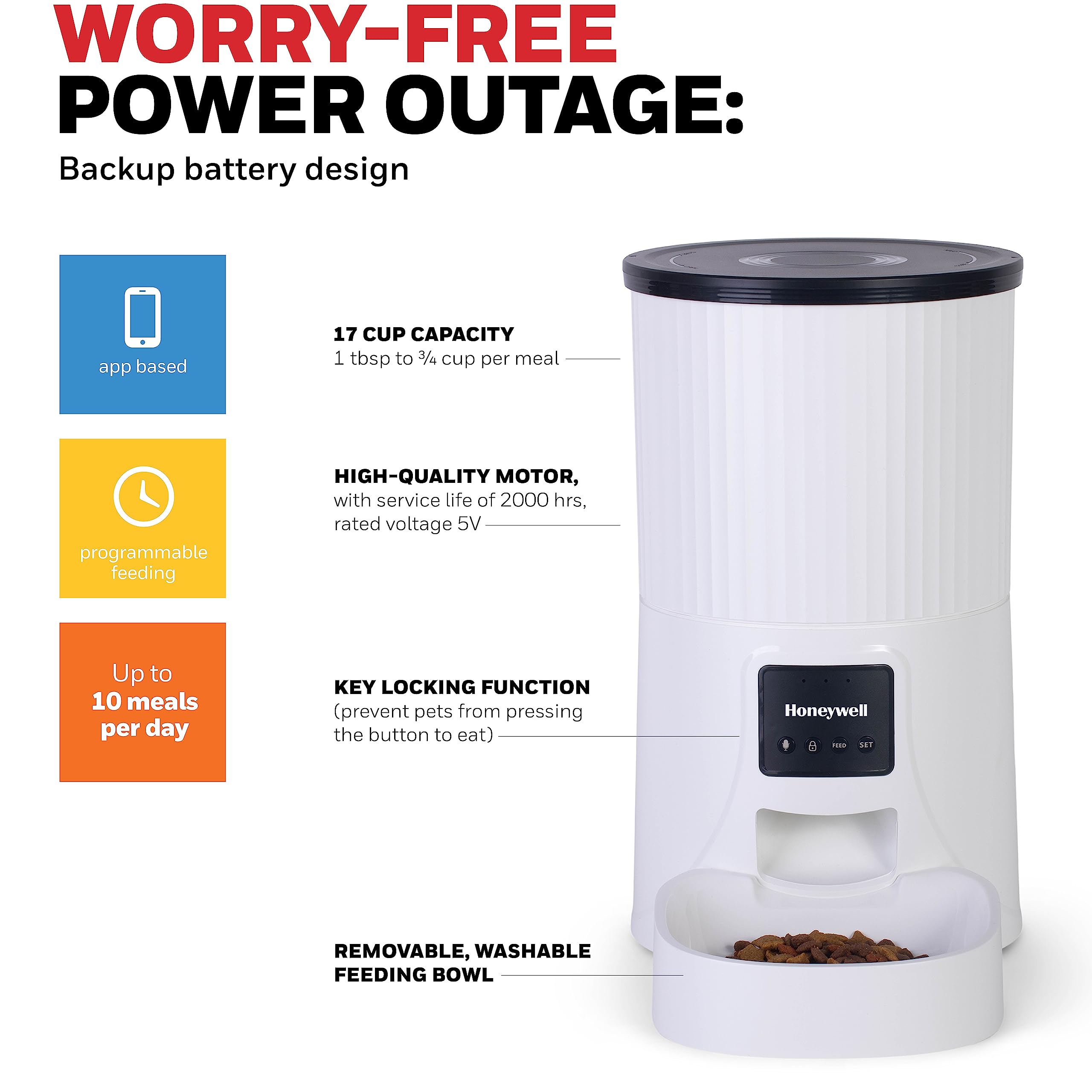 Mua Honeywell 4L Automatic Pet Feeder: Programmable Dog and Cat Food ...