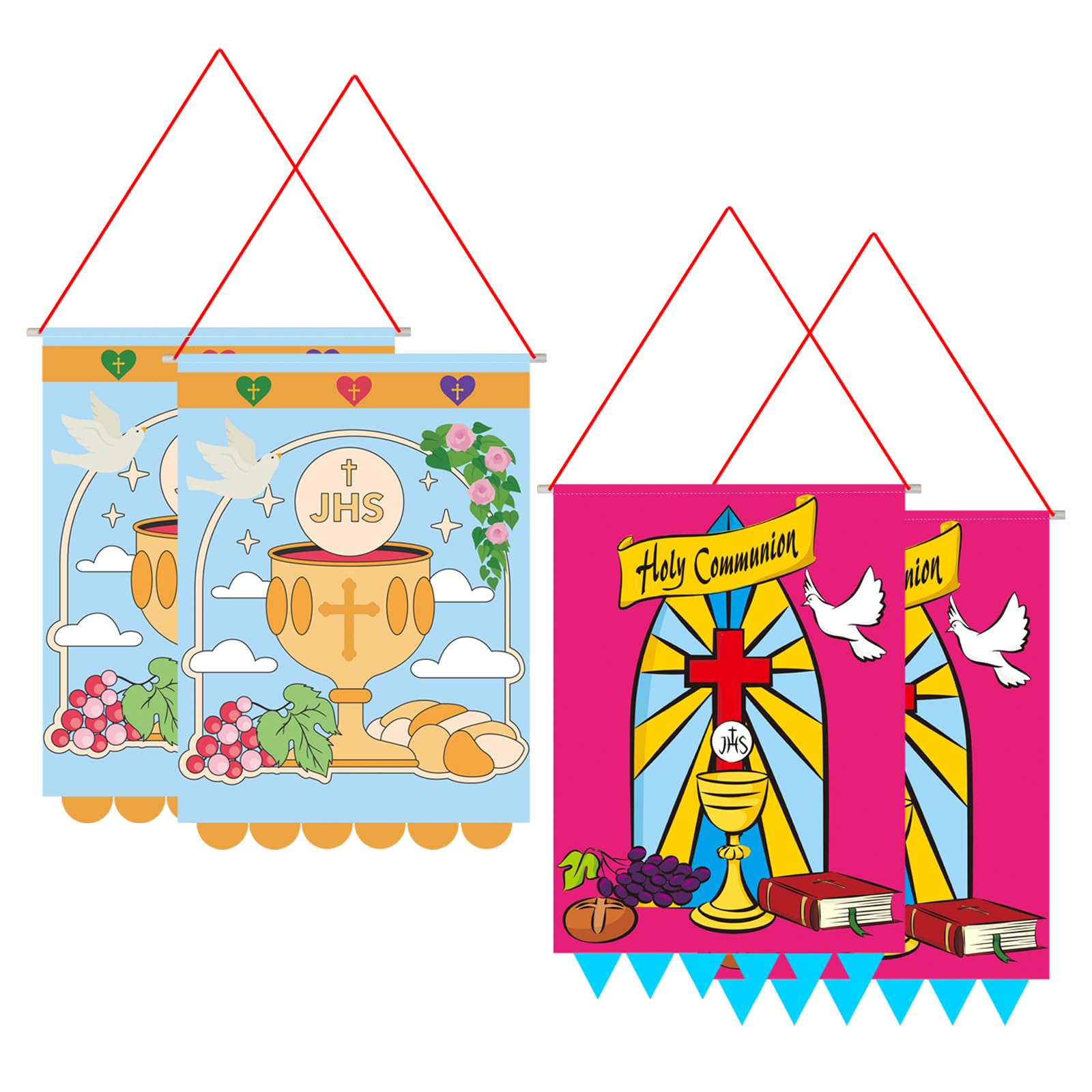Ebucco 4 Sets First Communion Banner Kit for Boys Girls Catholic DIY ...