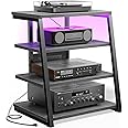 Amazon.com: Besiost AV Media Stand with Outlets, Media Console with LED Lights, Stereo Racks and ...