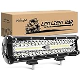 Amazon.com: Nilight Side Shooter LED Light Bar 12Inch Triple Row Spot Flood Combo Lights Led ...