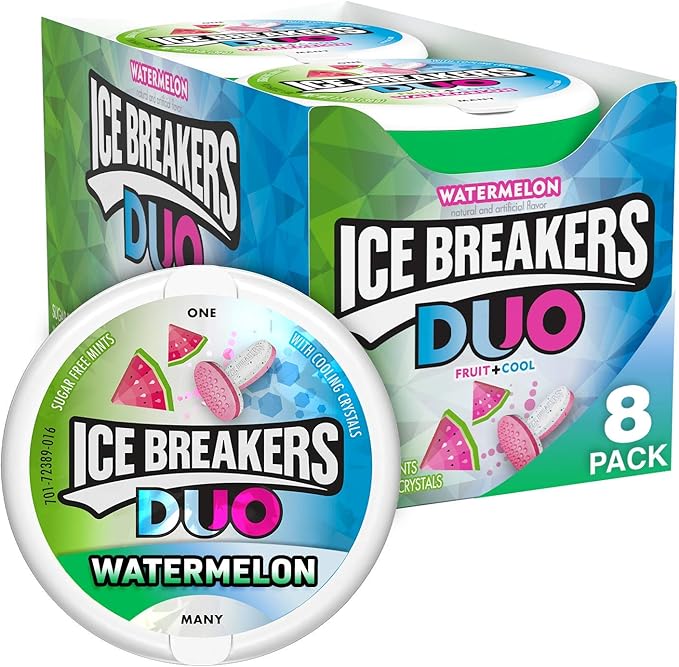 ICE BREAKERS DUO Fruit + Cool Sugar Free Mints (Watermelon, 1.3-Ounce ...