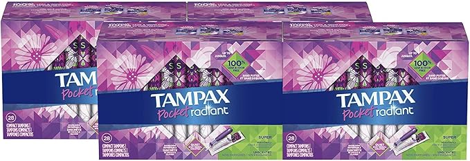 Amazon.com: Tampax Pocket Radiant Plastic Tampons, Super Absorbency ...