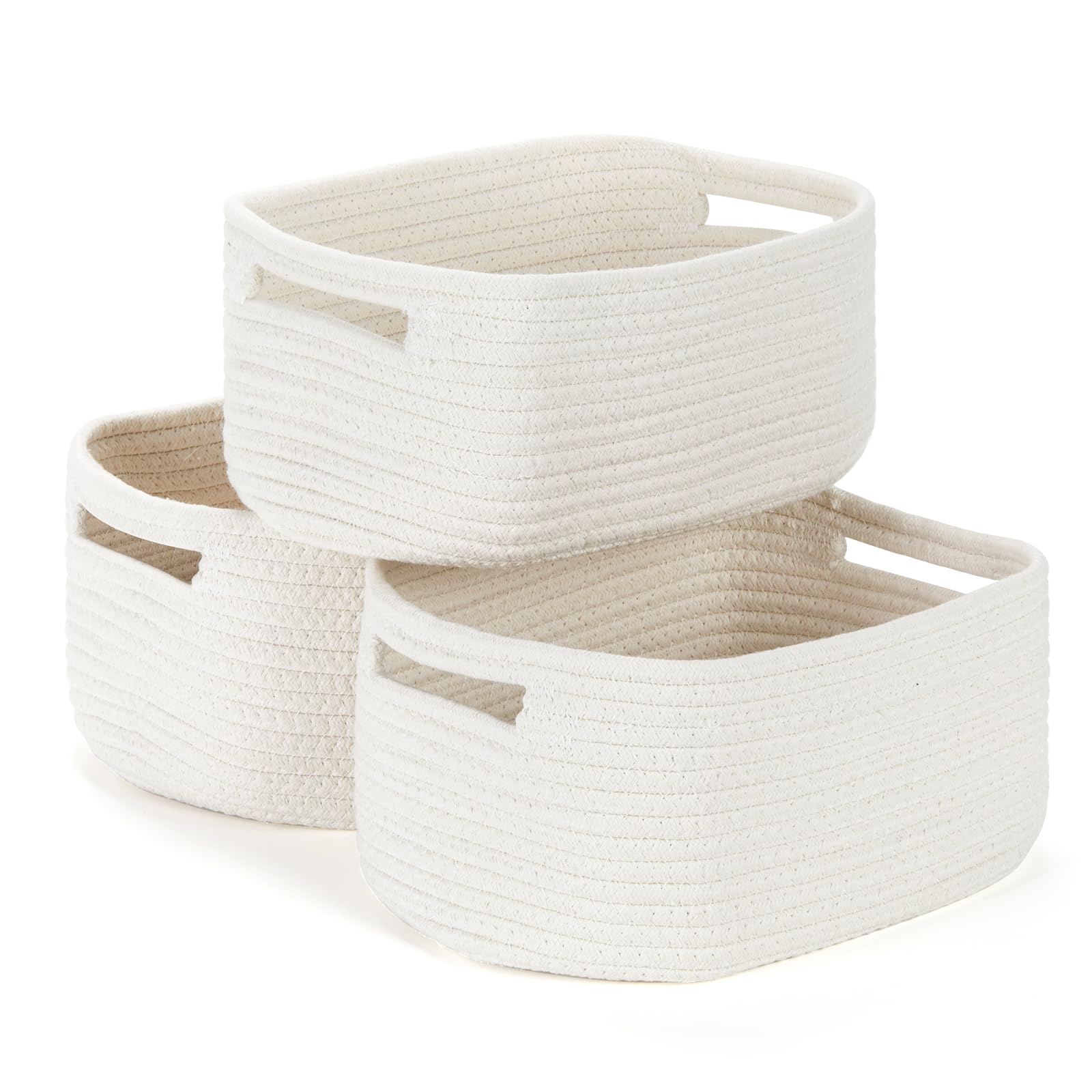 Bidtakay Small Cotton Rope Storage Baskets for Organizing 3 Pack Woven ...