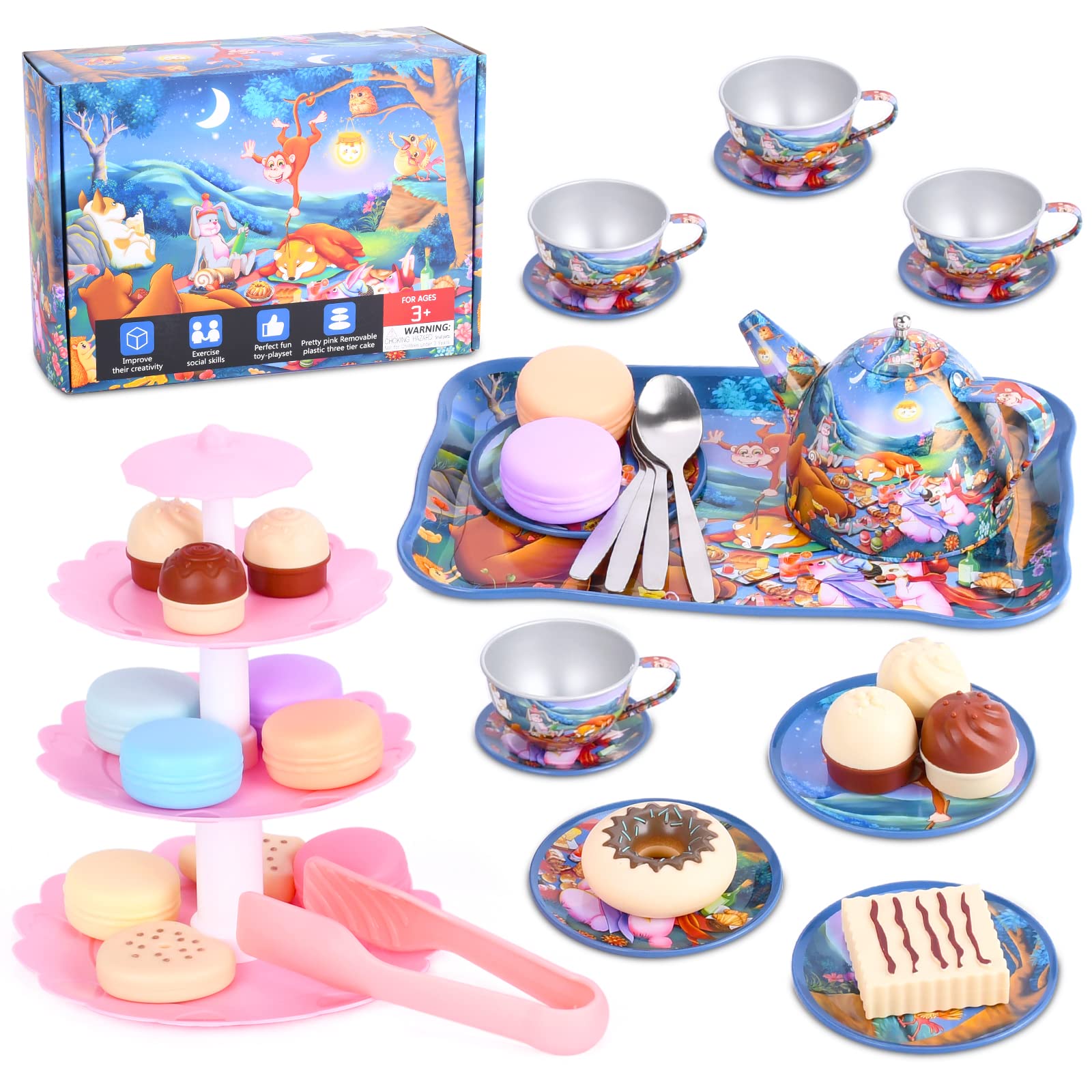 Kids Tea Party Play Toy Set, FUQUN 42Pcs Boy Tea Time Toy Including ...