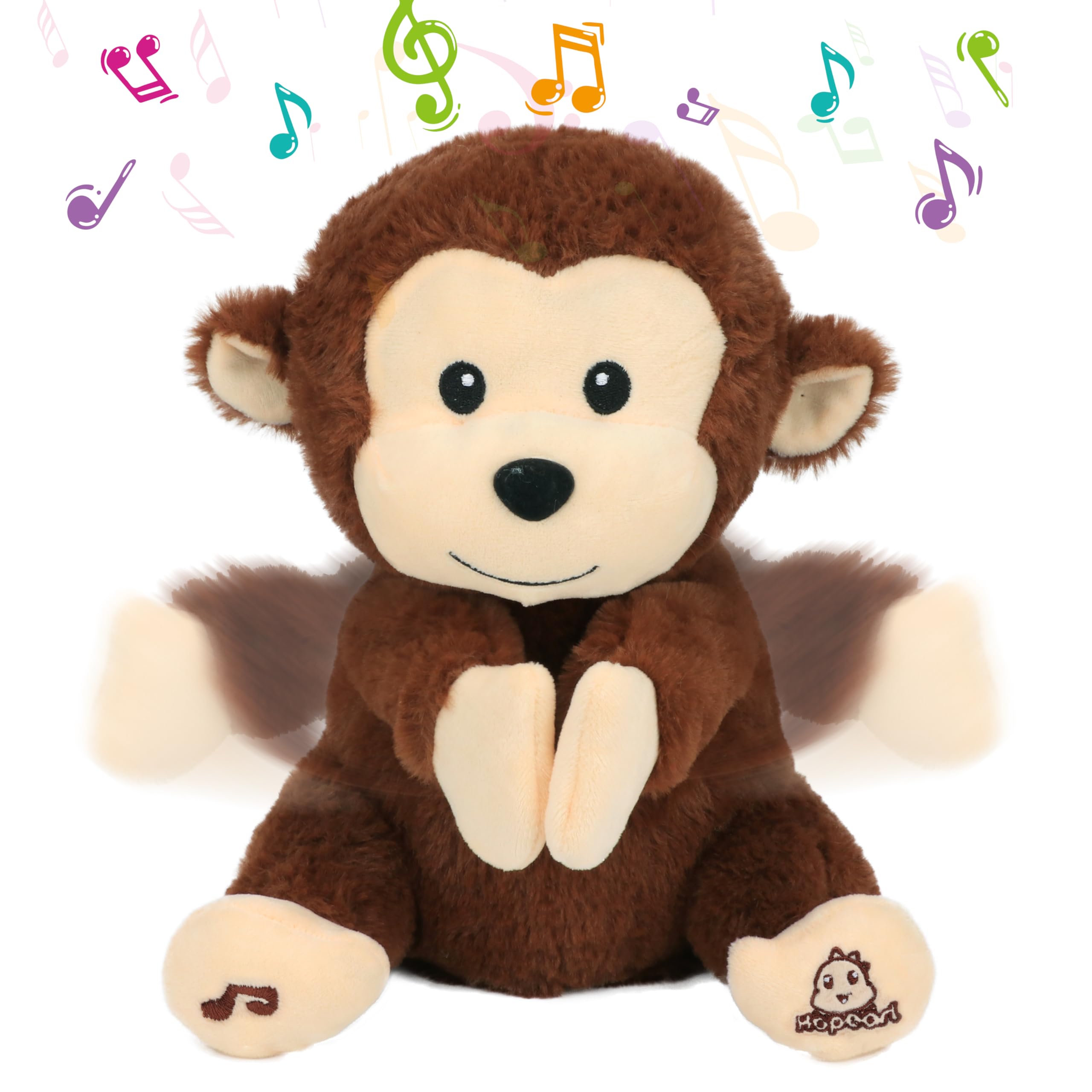 Hopearl Clapping Monkey Interactive Musical Stuffed Animal Singing ...