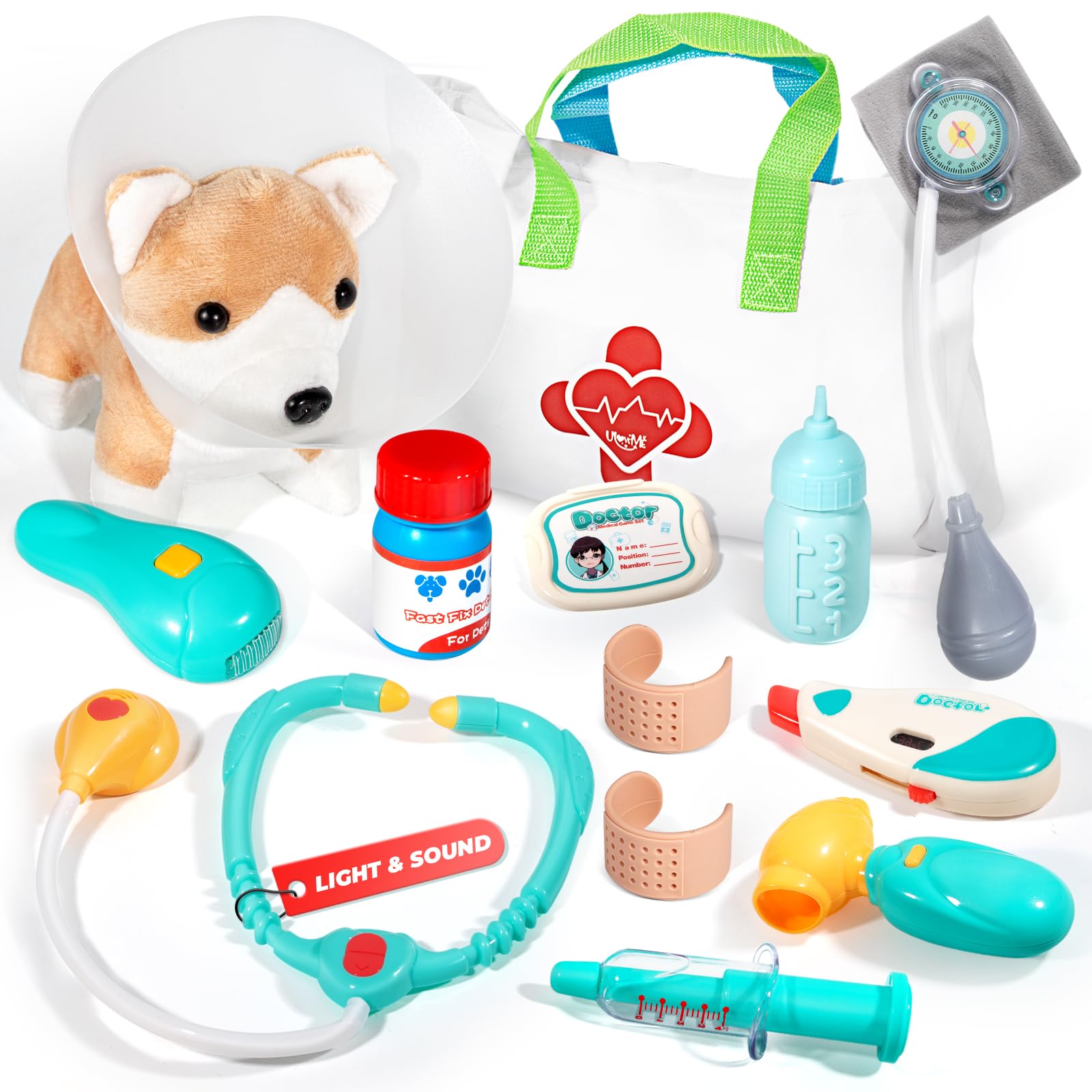 Veterinarian Kit for Kids, Pretend Play Doctor Set with Dog Toy, Tote ...