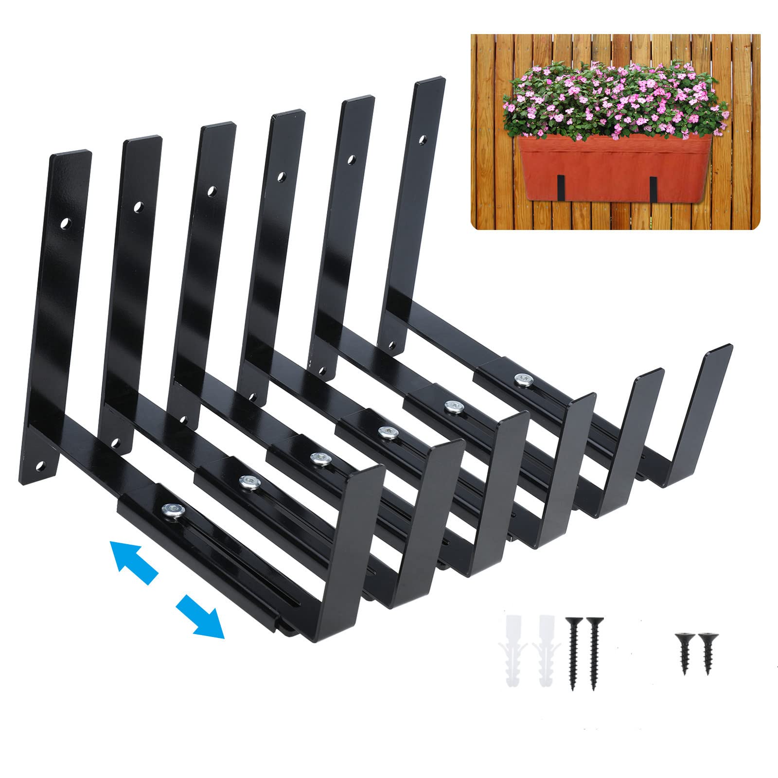 SanSanYa Adjustable Planter Box Brackets Window Box Planter Brackets ...