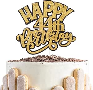 Amazon.com: Glitter Happy 44th Birthday Cake Topper - 44 Fourty-Four ...