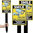 Amazon.com : Tandefio 2 Set 10 x 7 Inch Smile You're on Camera Signs ...