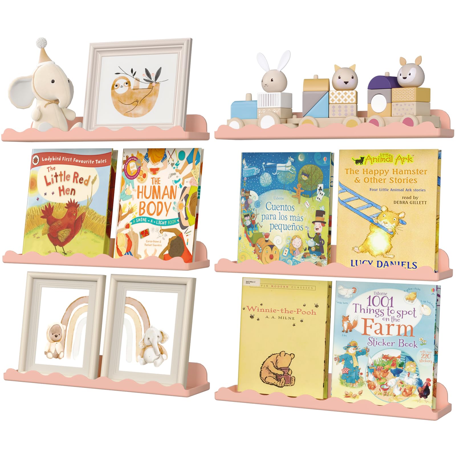 Lifewit Kids Bookshelf 6 Pack, 15" Plastic Floating Shelves for Wall ...