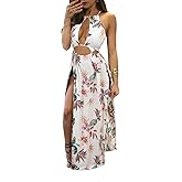 BIUBIU Women's Sexy Boho Floral Halter Summer Maxi Dress Beach Party ...