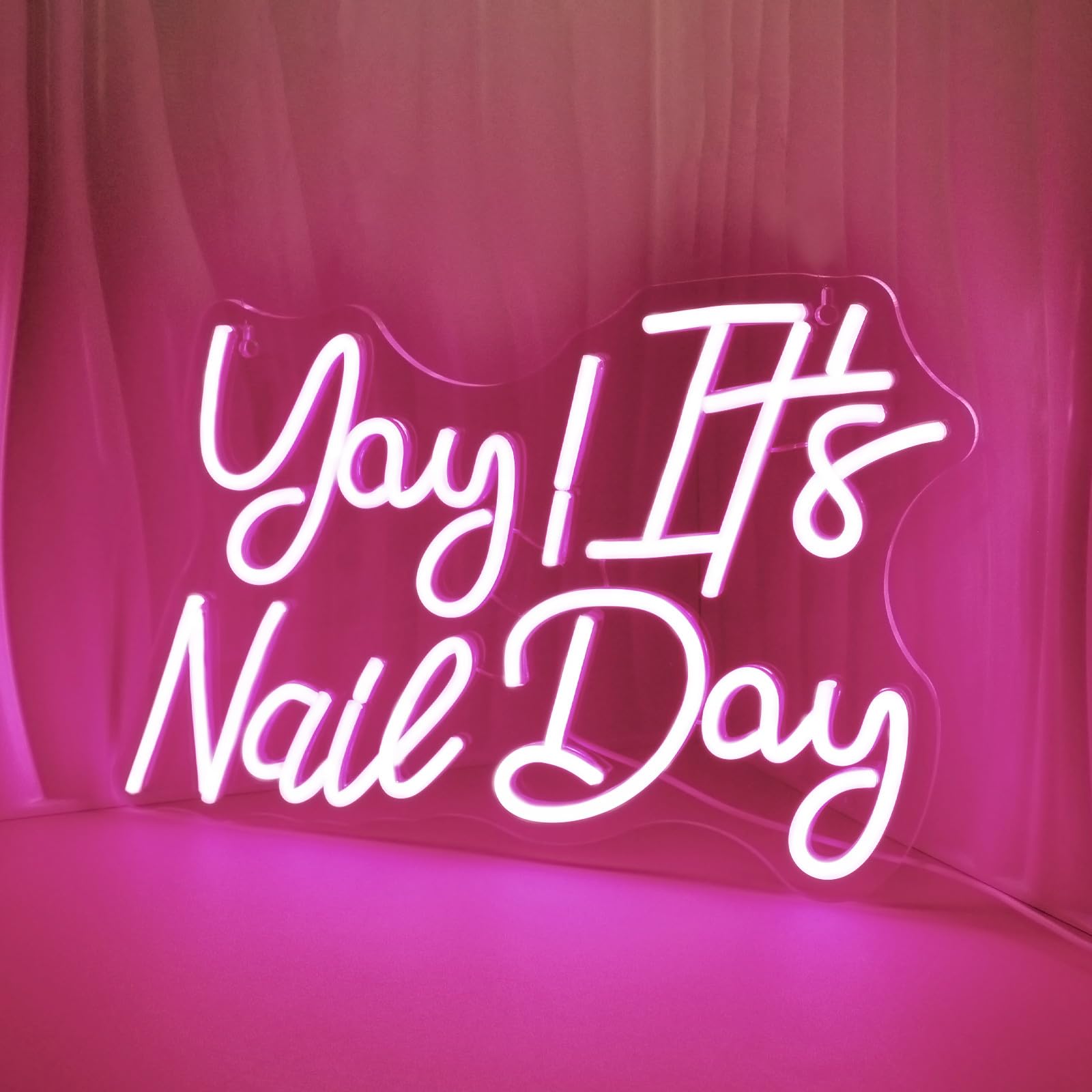 Yay It's Nail Day Neon Signs for Wall Decor Pink LED Light Sign for ...