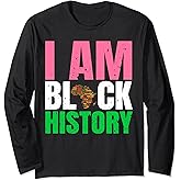 Amazon.com: I Am Black History Month Juneteenth Pink And Green T-Shirt ...