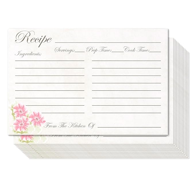 60-Count Kitchen Recipe Cards - Double-Sided Recipe Note Cards with ...
