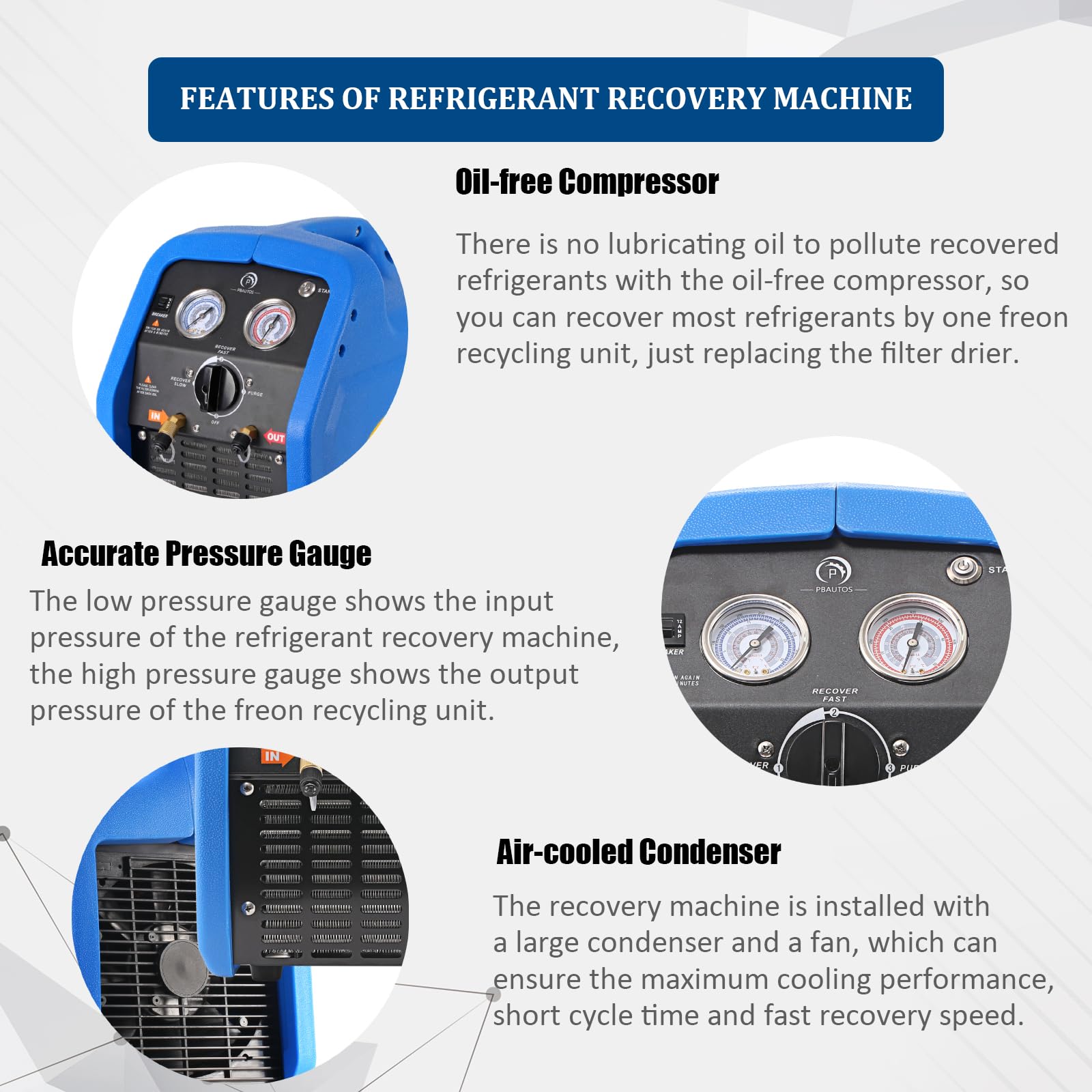 Mua P PBAUTOS 3/4HP R1234YF R32 Refrigerant Recovery Machine, Oil-Less ...