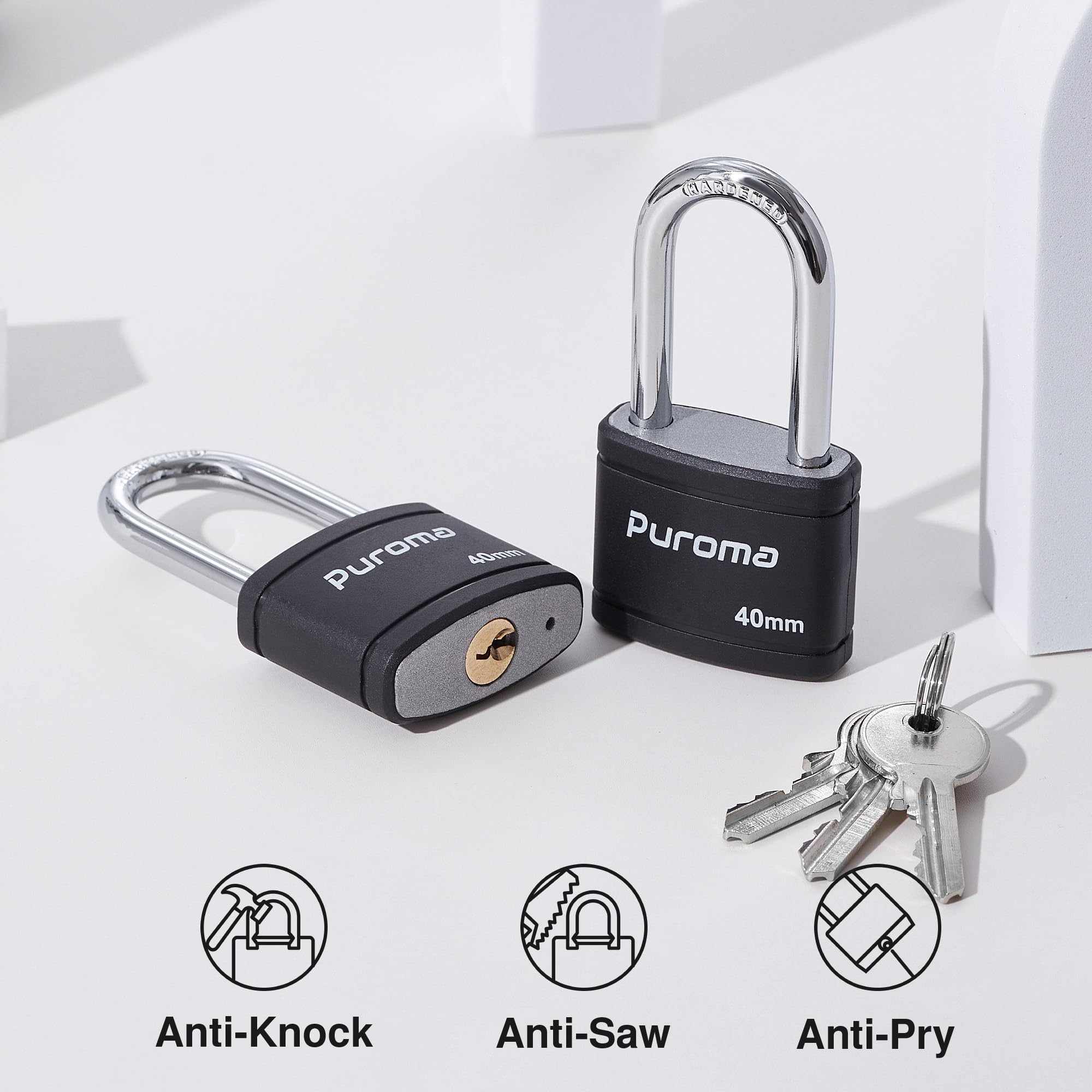 Mua Puroma 2 Pack Keyed Padlock with 3 Keys Alike, 1.8 Inch Locker Lock ...