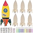 Amazon.com: BAPHILE 12 Pack DIY Wood Rocket, Mini and Decorate Wooden ...
