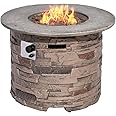 Amazon.com: SUNBURY Outdoor Fire Pit Propane Round Fire Pit Table Fire ...