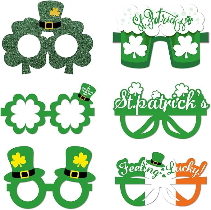 Amazon.com: 12 PCS St.Patrick's Day Eyeglasses Green Shamrock Beer ...