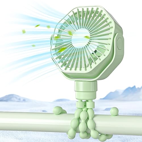Portable Stroller Fan with Flexible Tripod, 3 Speeds Rechargeable ...