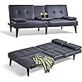 Amazon.com: COLAMY Futon Sofa Bed-Leather Small Futon Couch, Futon Lounge Sofa, Futon ...