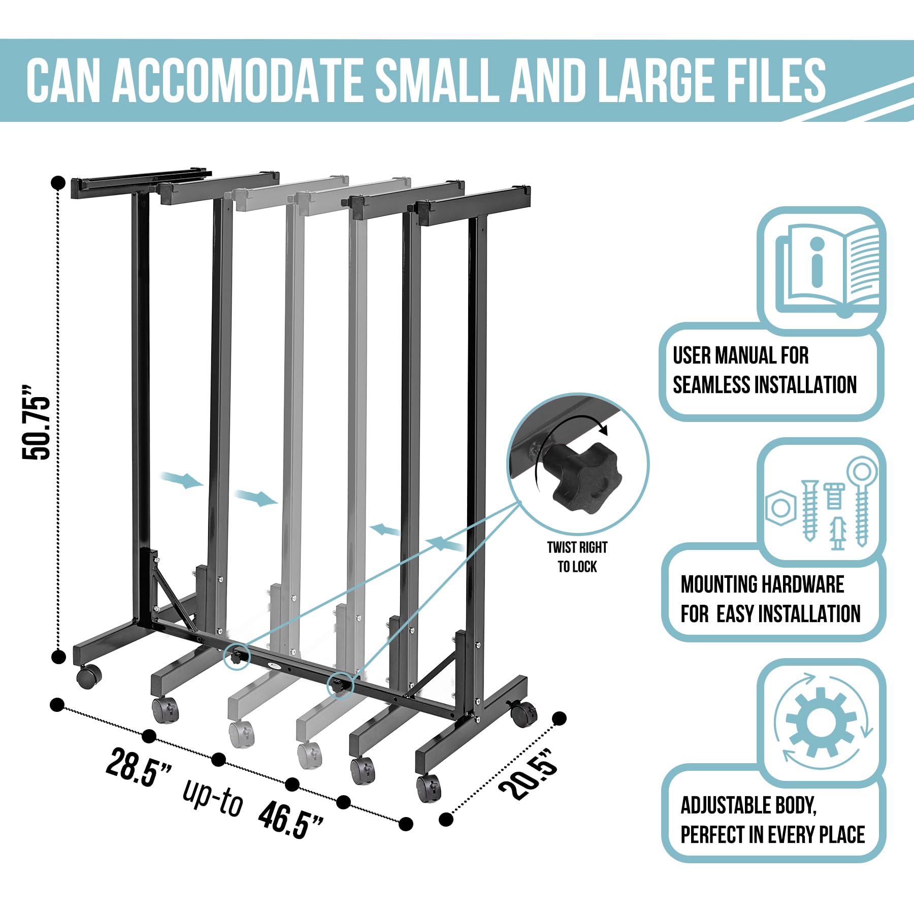 Adir Mobile Blueprint Storage Rack - Adjustable Mobile Blueprint Holder ...
