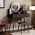 Amazon.com: DOLILO 35" Vanity Desk with Mirror and Lights, Makeup ...