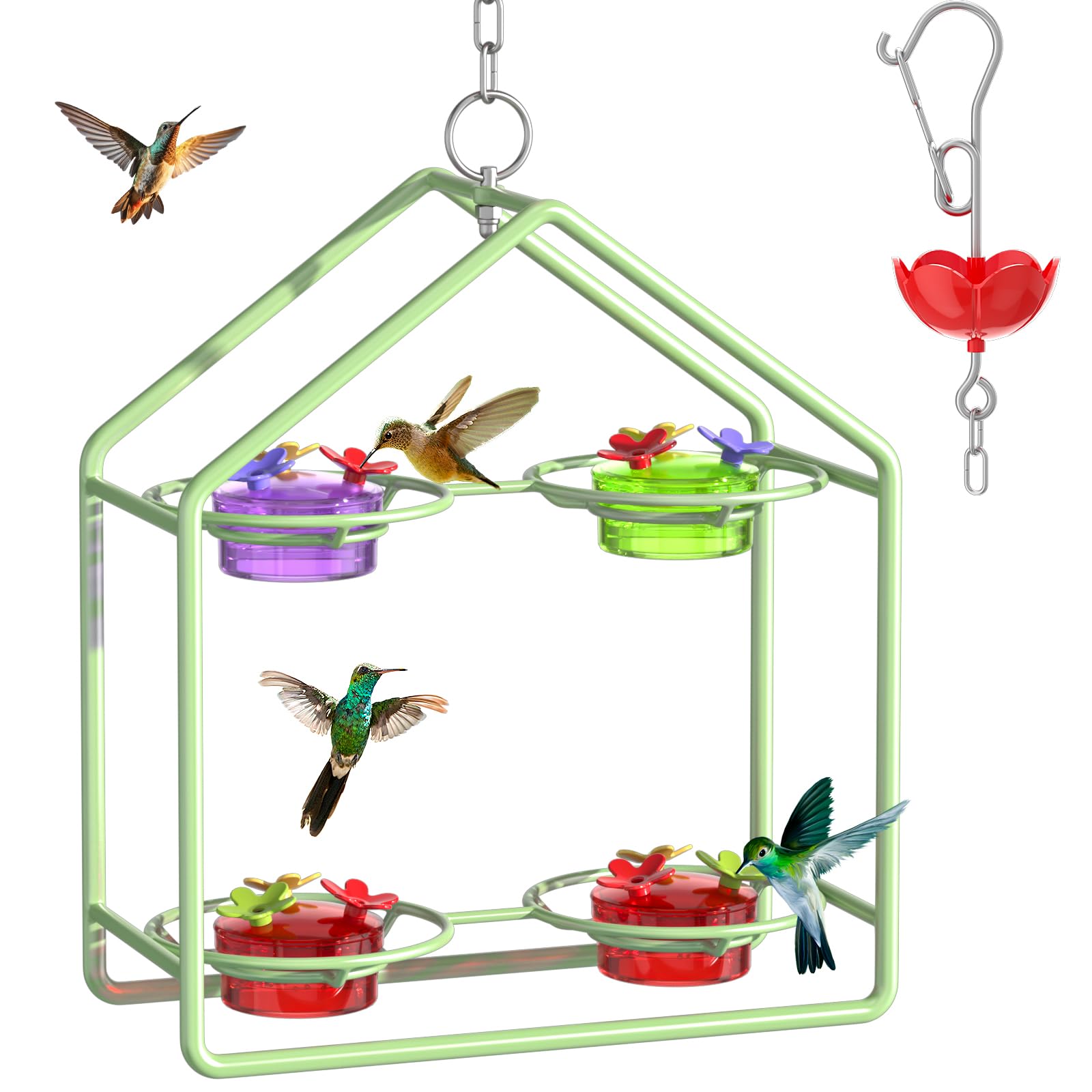 Dreamdrawer Hummingbird Feeders for Outdoors, Multi-Ports & Top-Filling ...